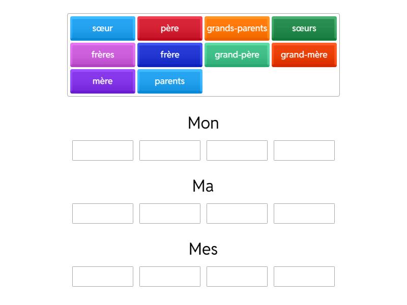 Ma famille - mon, ma, mes - Group sort