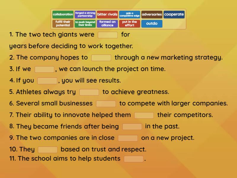 SpOut B2+ (2B Vocabulary) Sentences - Complete the sentence
