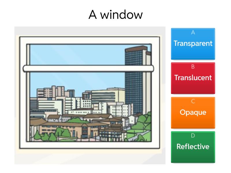 Transparent, translucent, opaque and reflective - Cuestionario