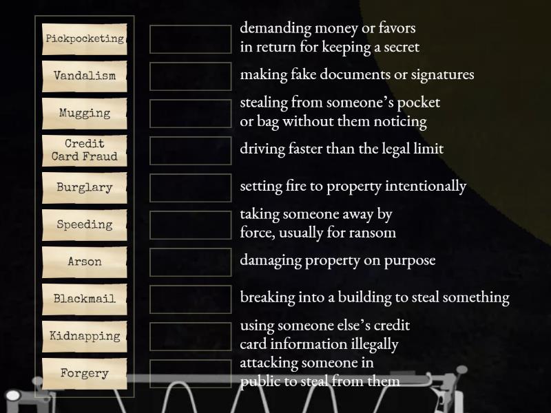 Crime Vocabulary - Match up