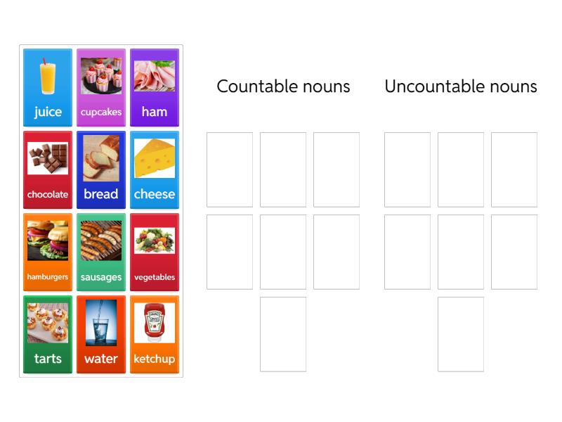 P4A _2802 Copy of Countable and Uncountable Nouns - Group sort