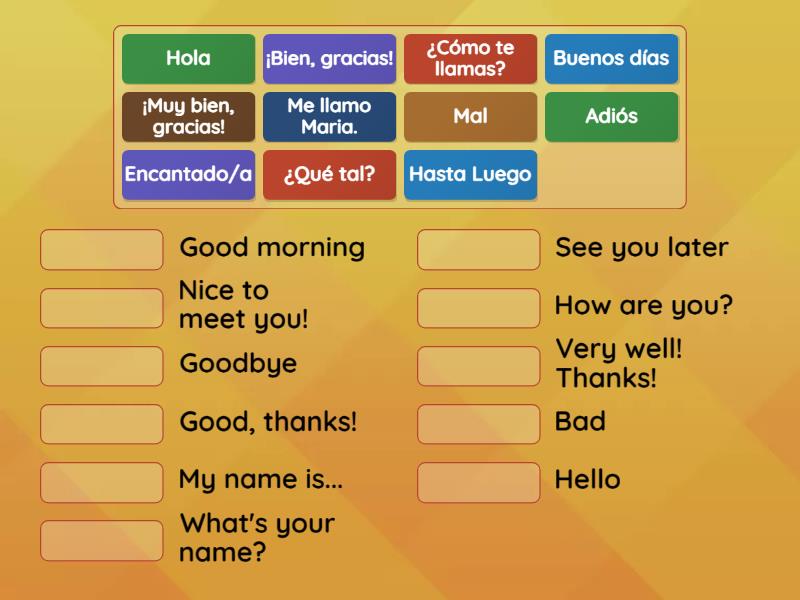 Saludos y despedidas en español - Match up