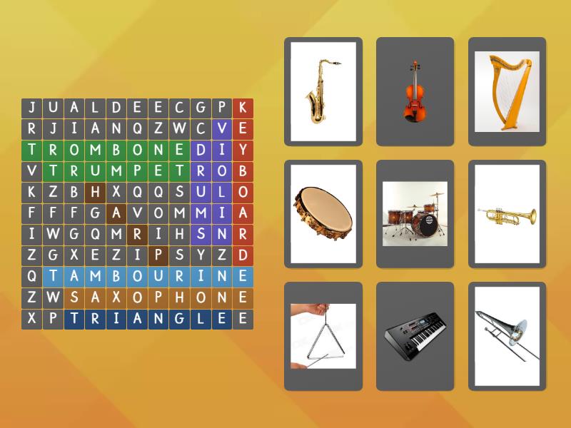 Musical instruments 33 - Wordsearch