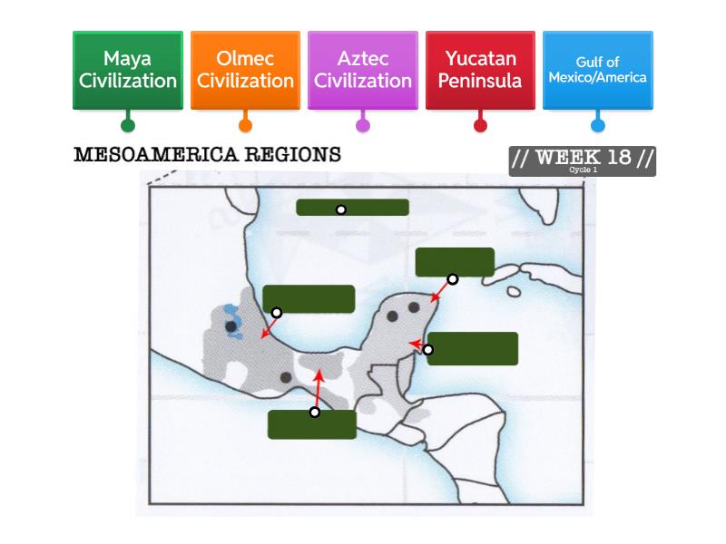Week 18 Geography: Mesoamerica Regions - Labelled diagram