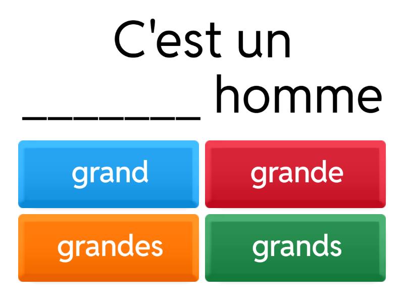 Les adjectifs - Quiz