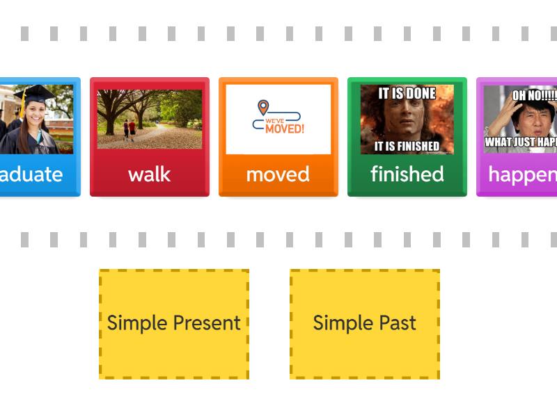 Simple Present / Simple Past Verb Sorting Regular Verbs - Speed sorting