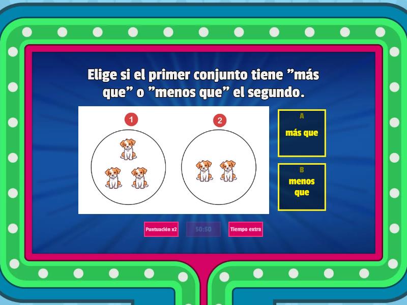 Cuantificadores: más que - menos que - Gameshow quiz