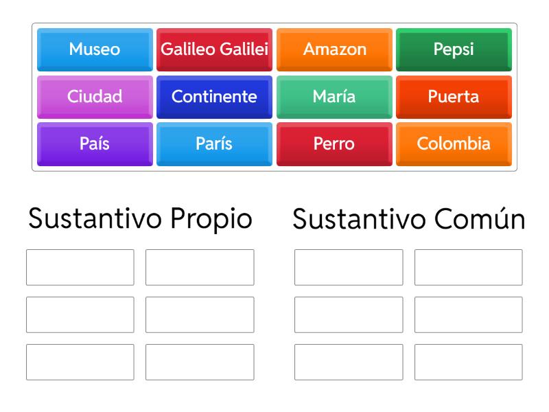 ¿Es un sustantivo propio o común? - Ordenar por grupo