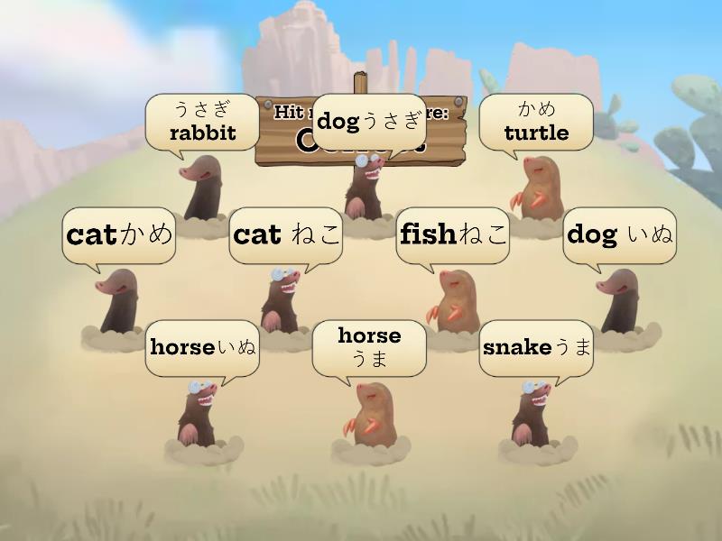 Japanese pets vocabulary - Whack-a-mole