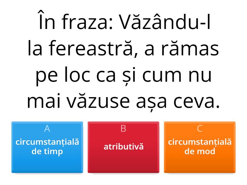 Recapitulare clasa a VIII-a Subordonate, construcții sintactice, derivate - Quiz