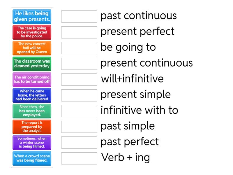 Roadmap B2 unit 2C Passive voice all forms, rules - Match up