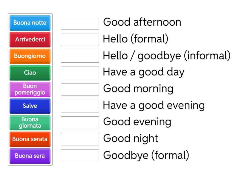 GREETINGS - Match up