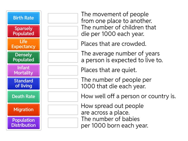 Population Terms - Match up
