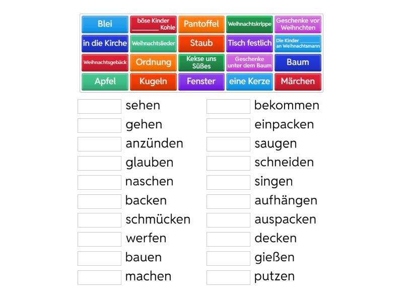 Weihnachten - verben - Match up