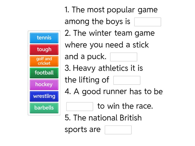 Sport quiz 1 - Complete the sentence