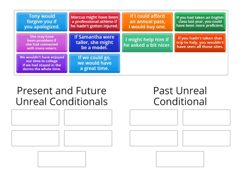 Evolve 5-Unit 9-Gammar-Unreal Conditionals-Categorization - Group sort