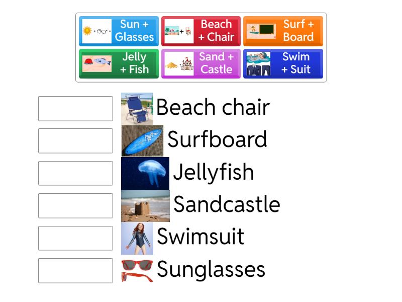 Compound nouns(Likes and Dislikes about the beach) - Match up