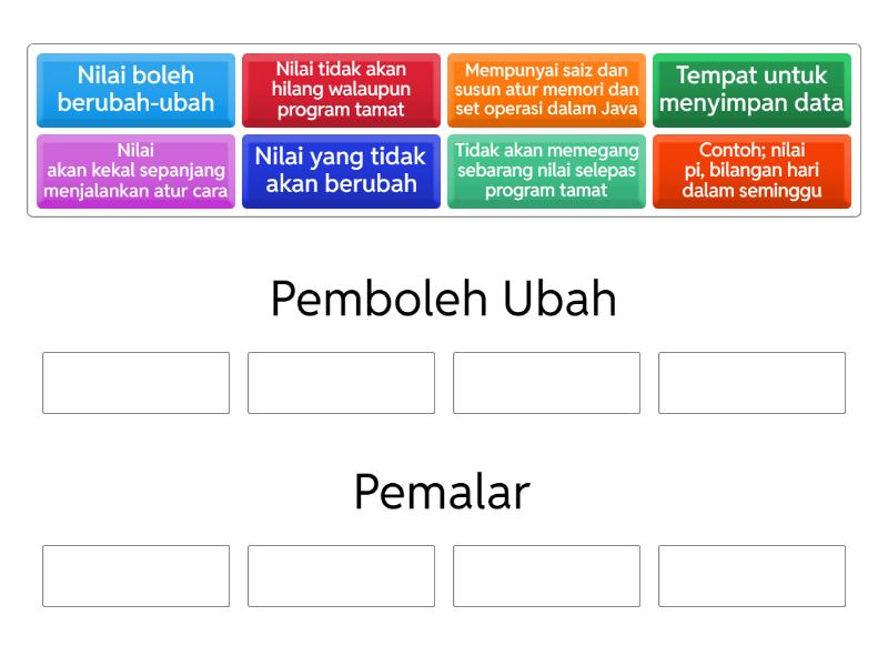 Pemboleh Ubah dan Pemalar (4R) - Group sort