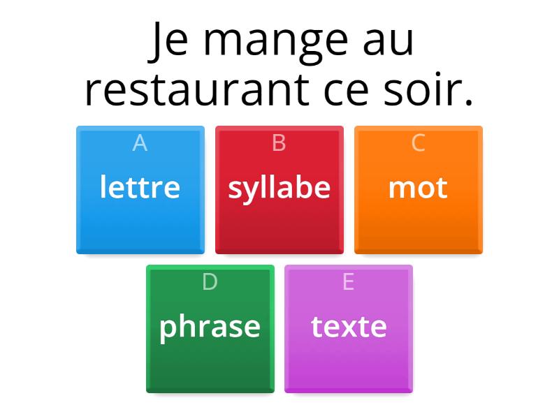 J&A Désigner une lettre, un mot, une syllabe, une phrase ou un texte ...