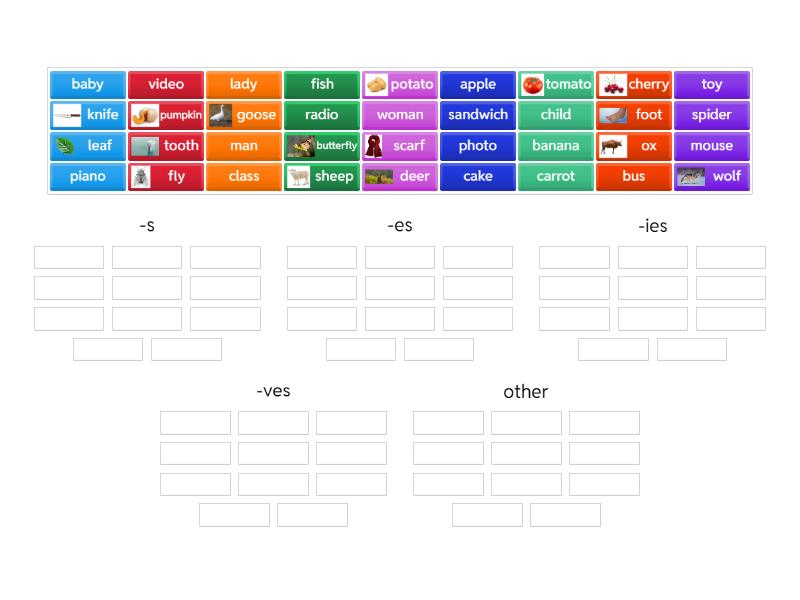 Plural nouns - spelling - Group sort
