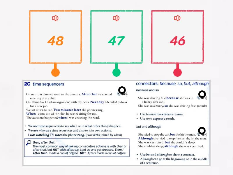 预备中级2C - 语法 time sequencers and connectors - Labelled diagram