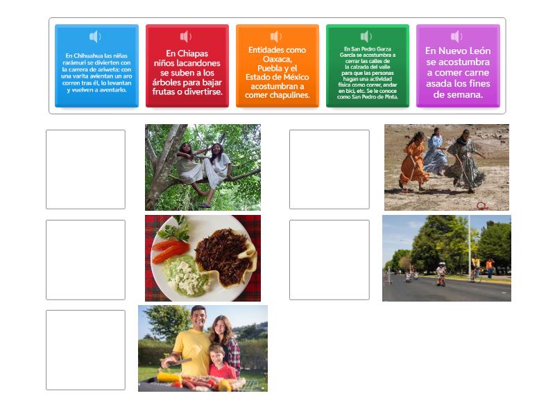 Costumbre en distintos lugares de mi país y de mi comunidad. - Match up