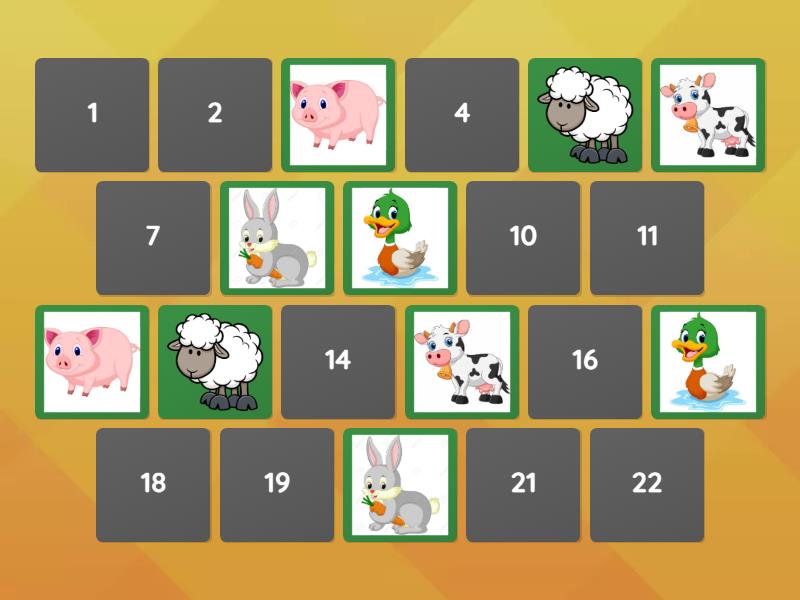 MEMORY DE LOS ANIMALES DE LA GRANJA - Matching pairs