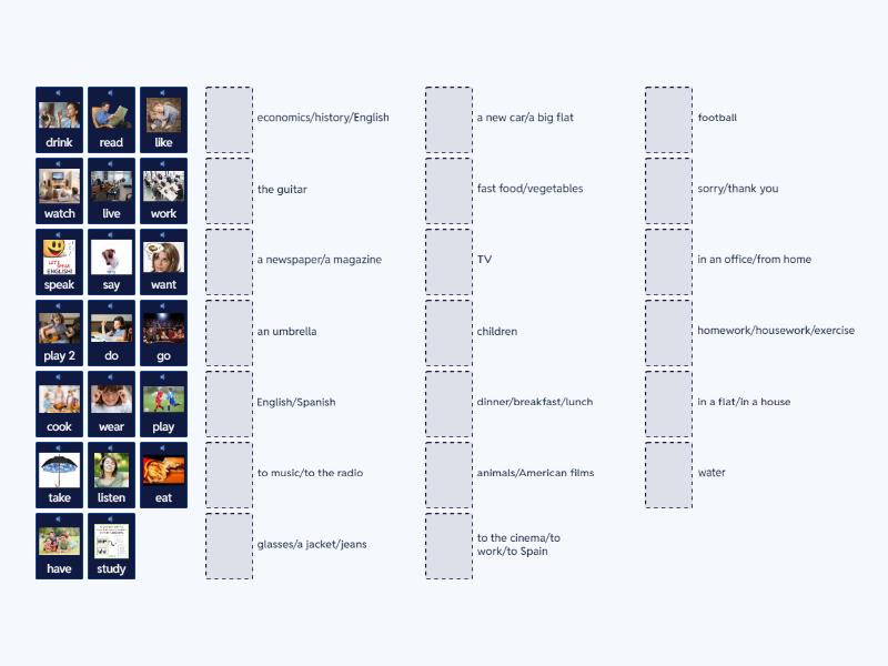 Verb phrases (Unit 3A) - Match up
