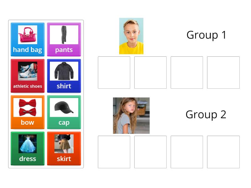 classify the objects according to each gender. - Group sort