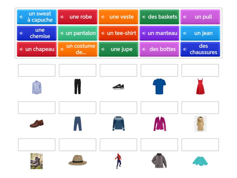 les vêtements - Match up