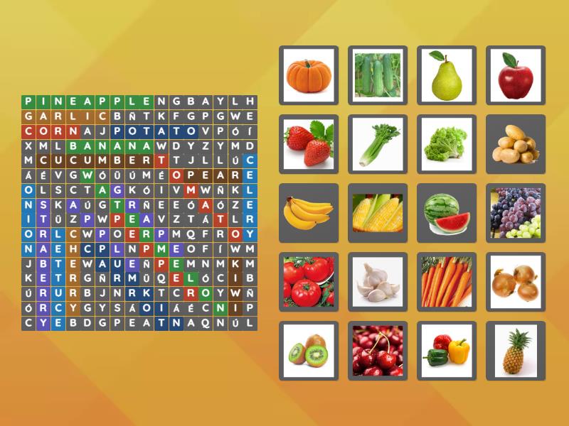 fruits and vegetables - Wordsearch