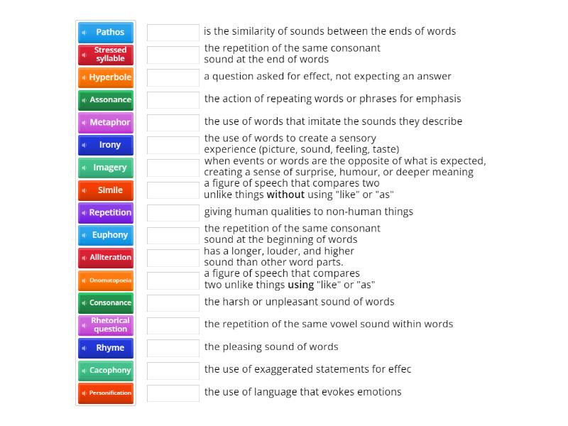 Poetic Devices Match - Match up