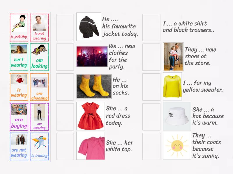 Present continuous-clothes - Match up