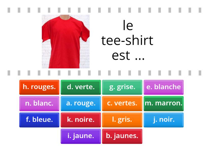 les vêtements et les couleurs - Find the match