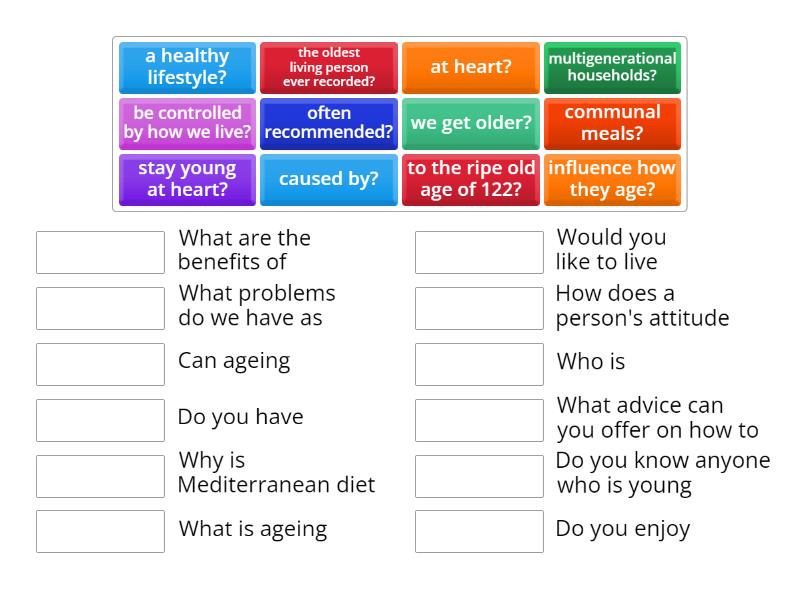 The Secrets to a Healthy Old Age (BBC 6 minute English) - Match up