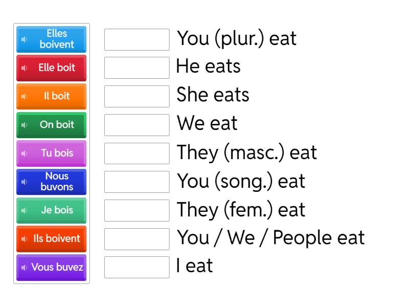 Boire - present tense - Match up