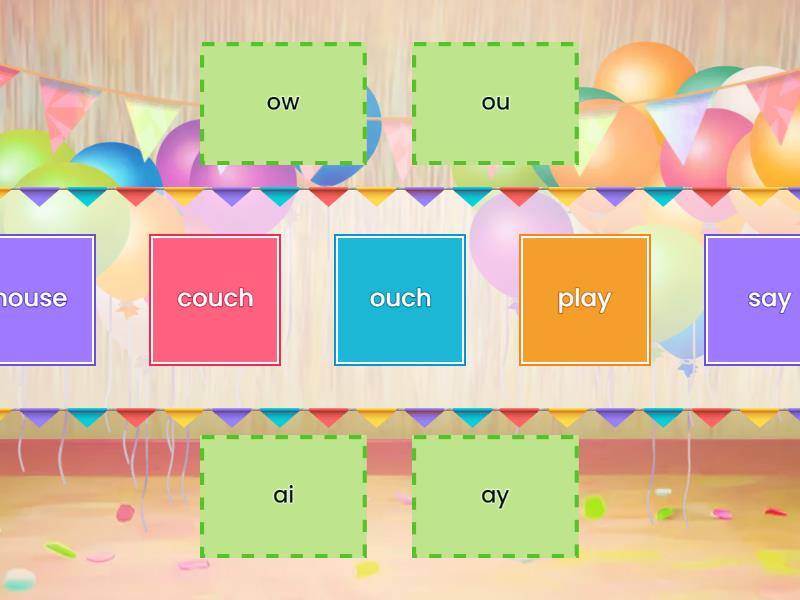 U4W4 - Diphthongs ow, ou & Vowel Digraphs ai, ay - Speed sorting