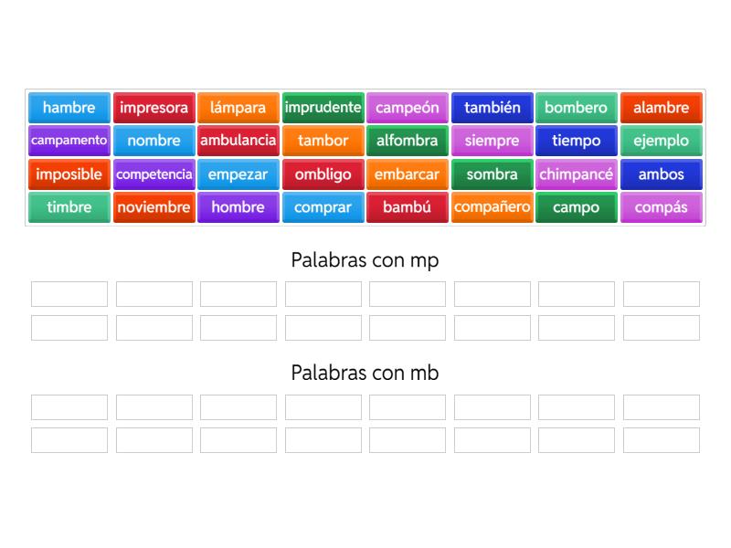 Palabras con mb y mp - Group sort