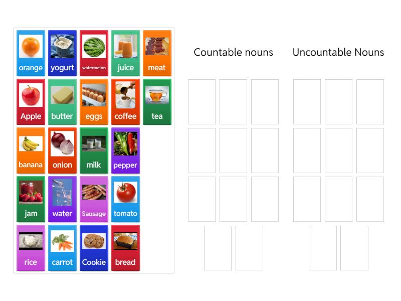 Countable and Uncountable Nouns - Group sort