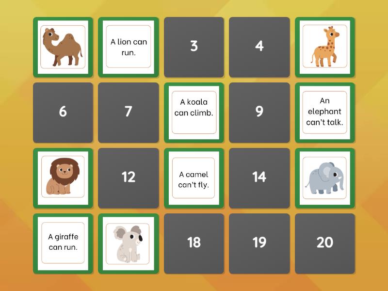 Wild animals: Memory - Matching pairs