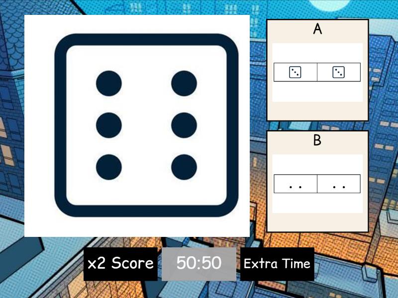 Subitizing match dice pairs 1-6 - Gameshow quiz