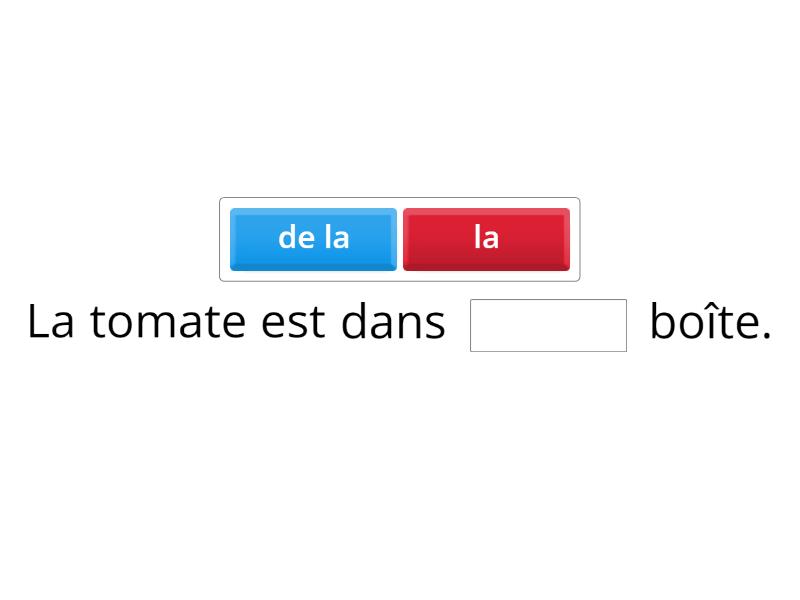 Prépositions de lieu + du / de la / de l' / des - Complétez la phrase