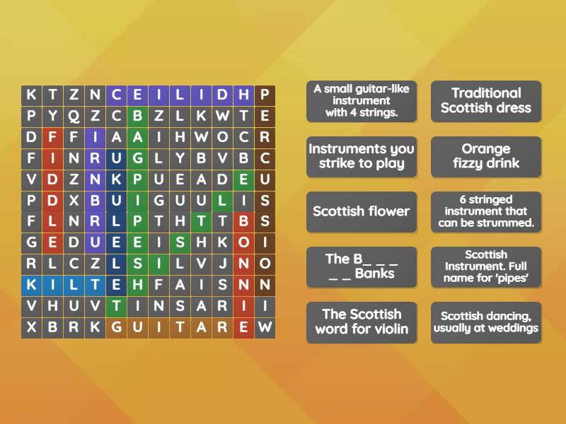 Scottish Music - Wordsearch