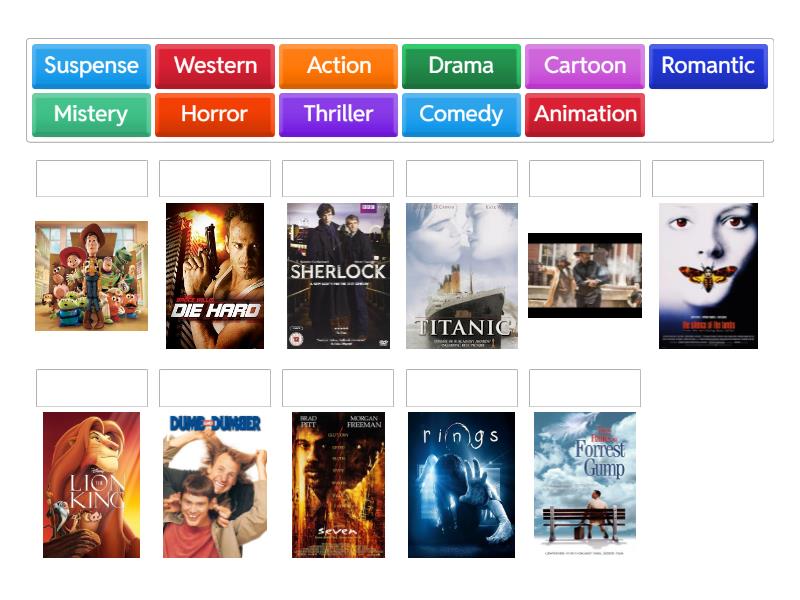 Genres in movies - A2 - Une las parejas