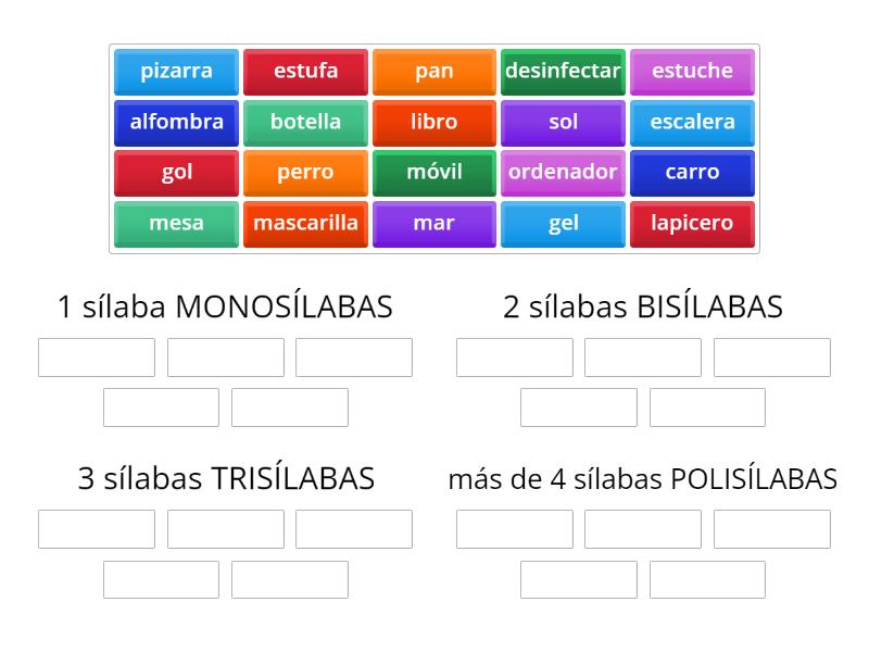 Clasifica palabras por número de sílabas - Group sort
