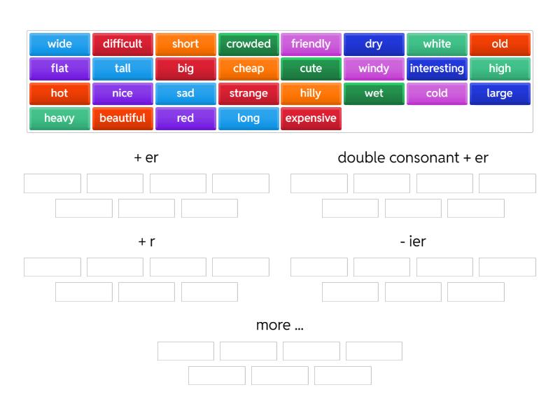 9B_Comparatives: Sorting Activity - Group sort