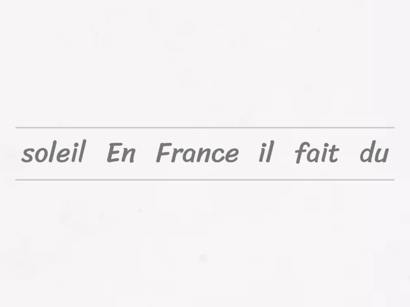 Year 4 French weather sentences - Unjumble