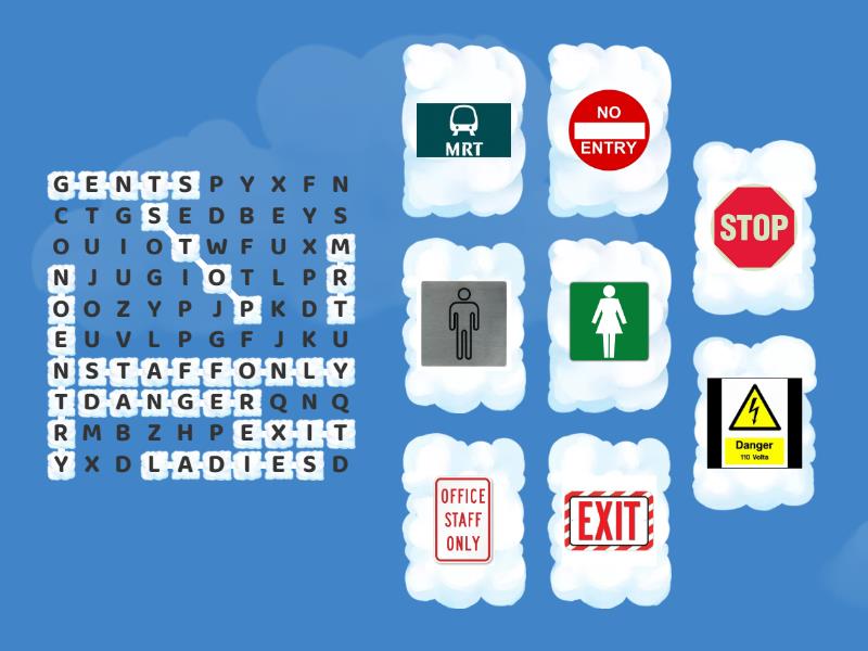 Community signs (Rearrange) - Wordsearch