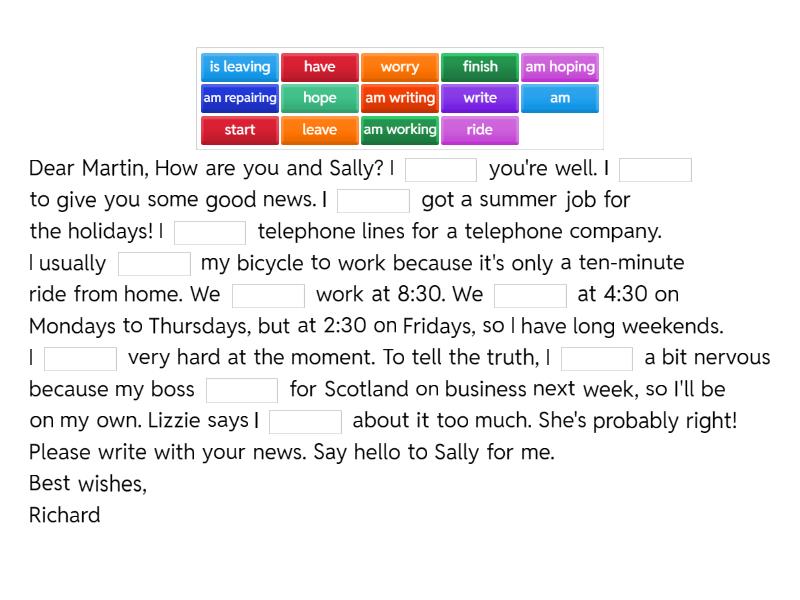 Present Simple vs Present Continuous. State verbs - Complete the sentence
