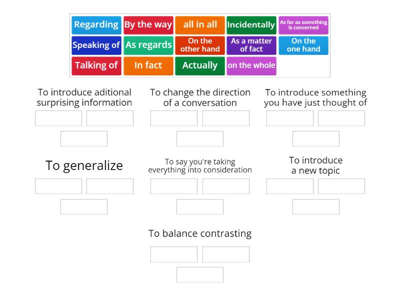 Discourse markers - Group sort